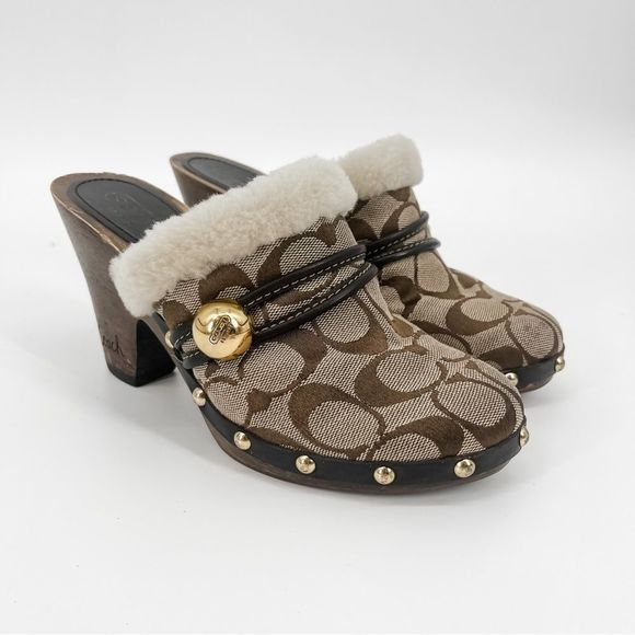 Coach | Shoes | Coach Invanka Y2k Monogramwood Mule Heel Clogs Size 7 ...